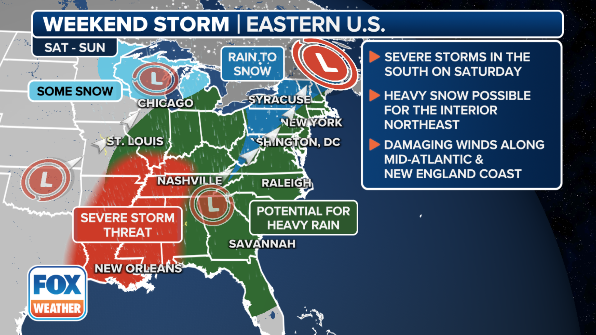 Major weekend storm to deliver severe weather, snow, heavy rain across eastern US | Fox Weather